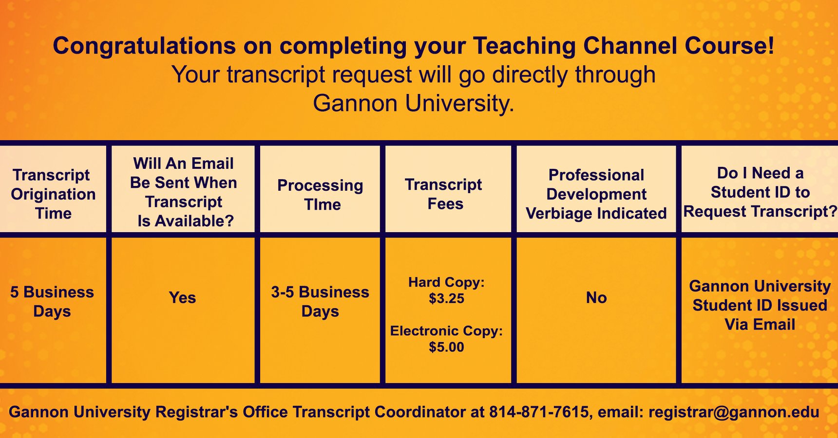 How do I access my transcript from Gannon University?