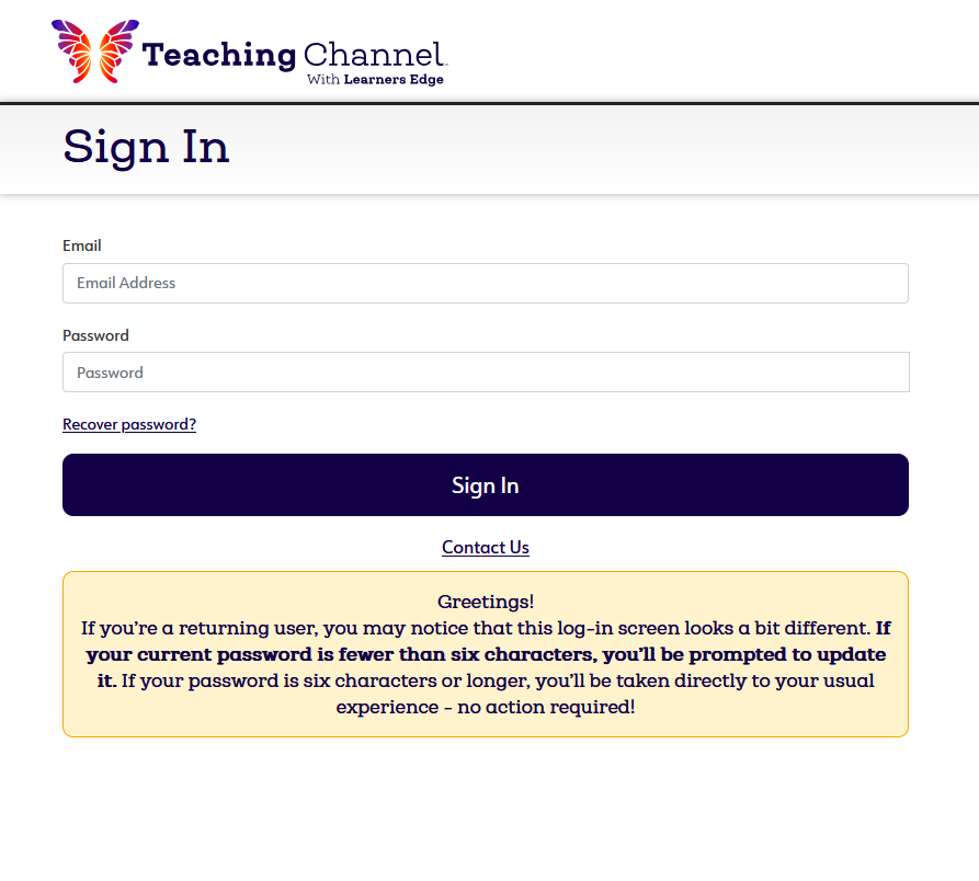 New Platform Login Experience